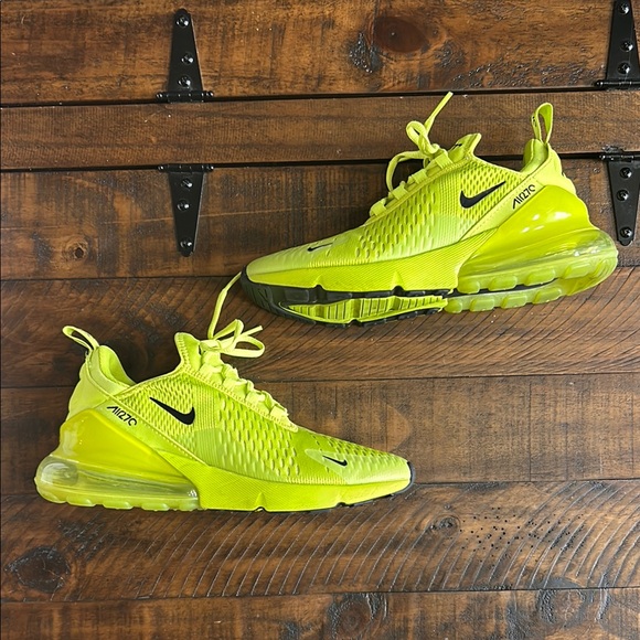 Nike | Shoes | Nike Highlighter Yellow Air Max 27 With Socks Size 85 ...